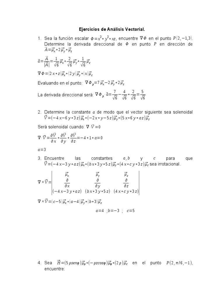 Análisis Vectorial - Ejercicios | PDF | Geometria plana) | Vector Euclidiano