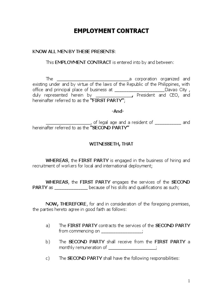 Regular Employment Contract | Download Free PDF | Confidentiality ...