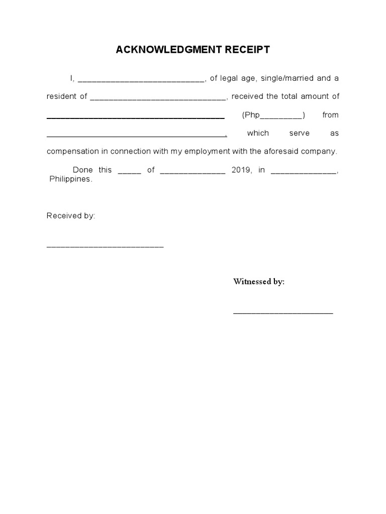 Acknowledgement Receipt