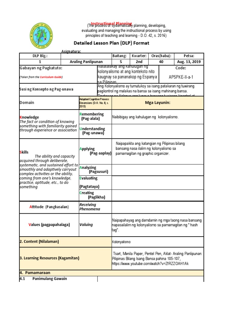 DLP AP 2nd Week 1 - Day 1 (Aug. 13) | PDF