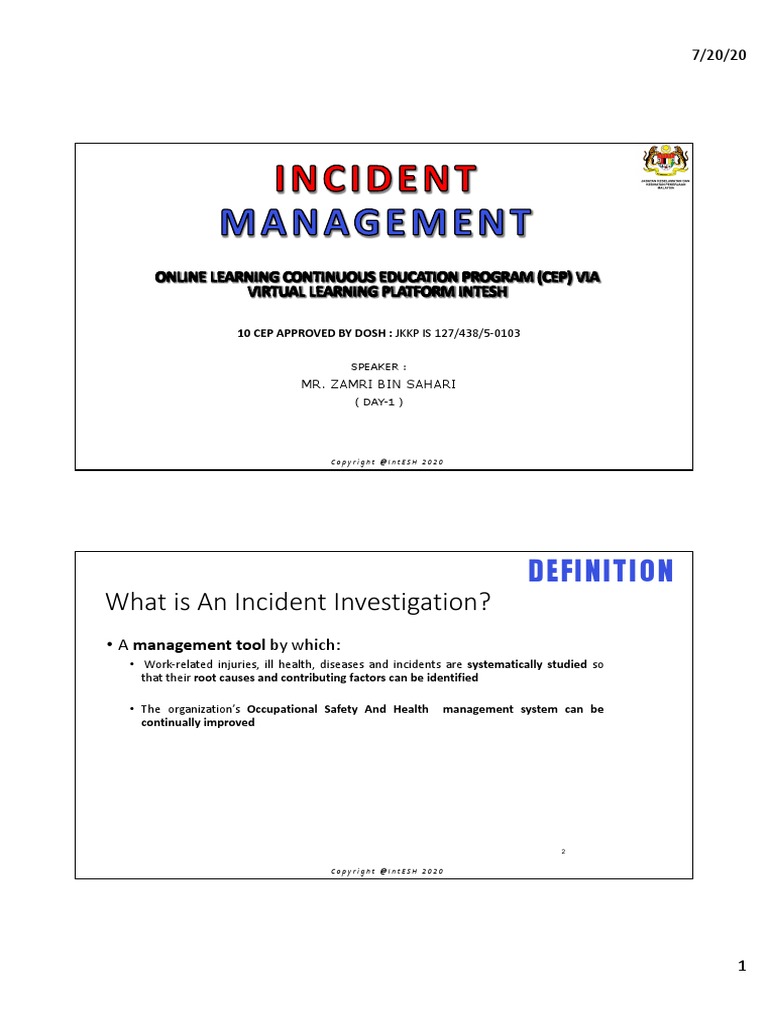 What Is An Incident Investigation?: - A Management Tool by Which | PDF ...