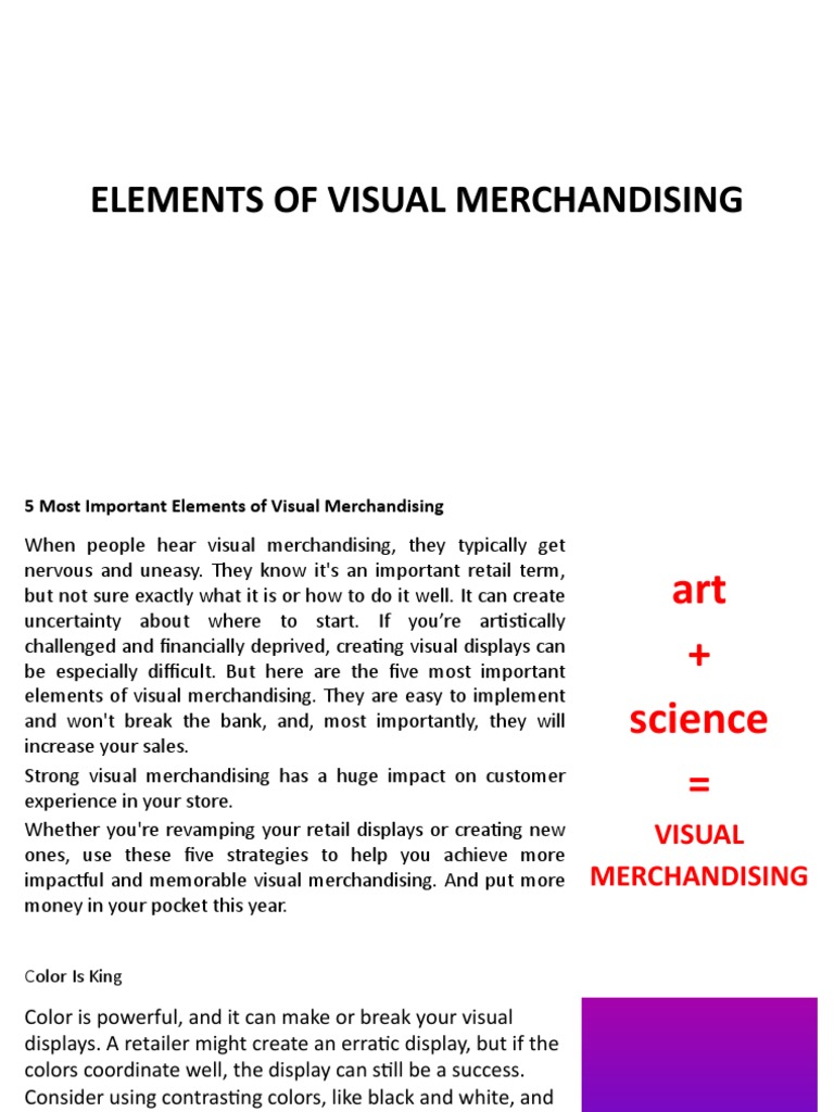 Elements of Visual Merchandising | PDF | Merchandising | Retail