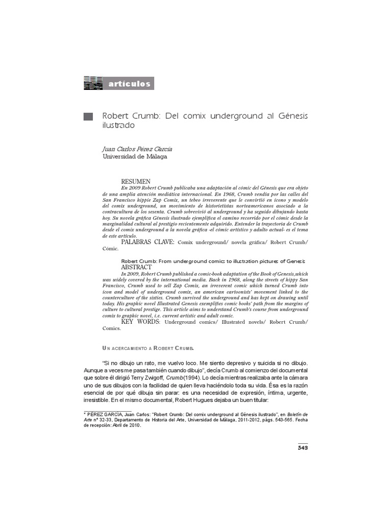 Robert Crumb Del Comix Underground Al Genesis Ilus | PDF | Cómics | Dibujos animados