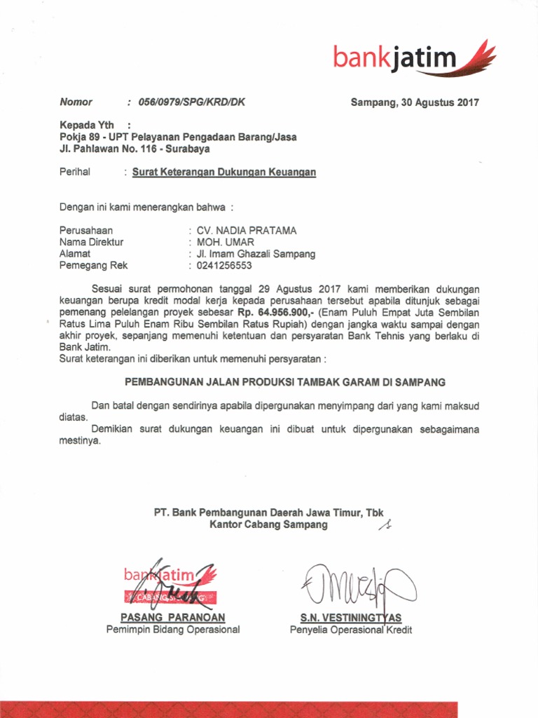 Duk Bank CV Nadia Pratama PDF | PDF