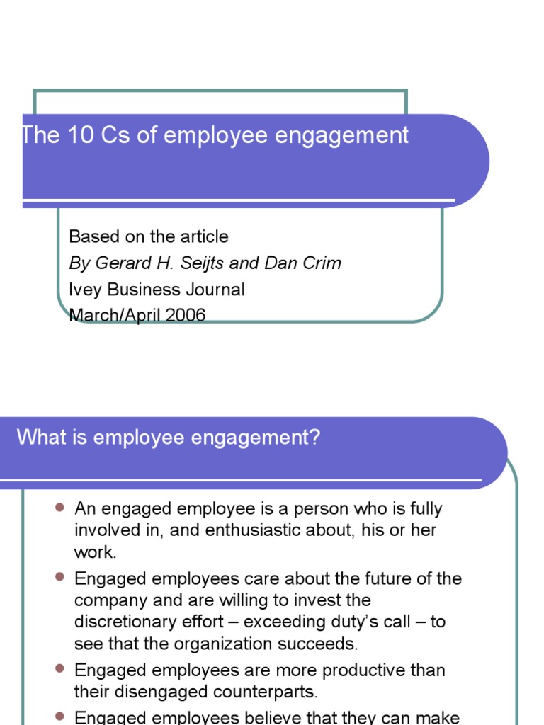 10 Cs of Employee Engagement | PDF | Leadership | Goal