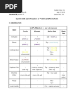 Hopkins Cole Test for Tryptophan Detection | PDF