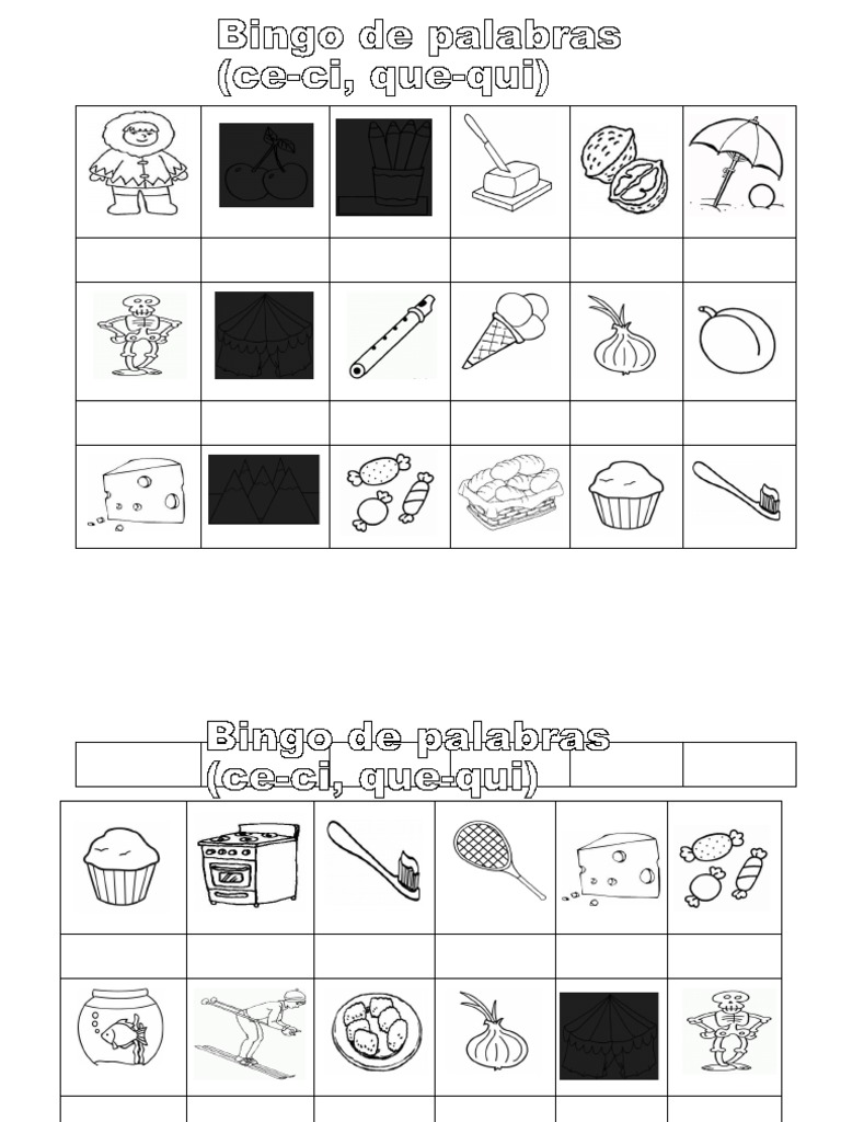 Bingo de Palabras para Imprimir | PDF | Cocina, comidas y vino