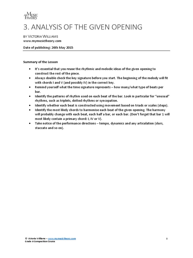 Analysis of The Given Opening | PDF | Rhythm | Entertainment