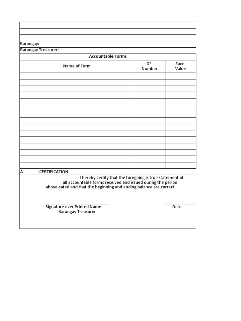 Report of Accountability For Accountable Forms For The Month of ...