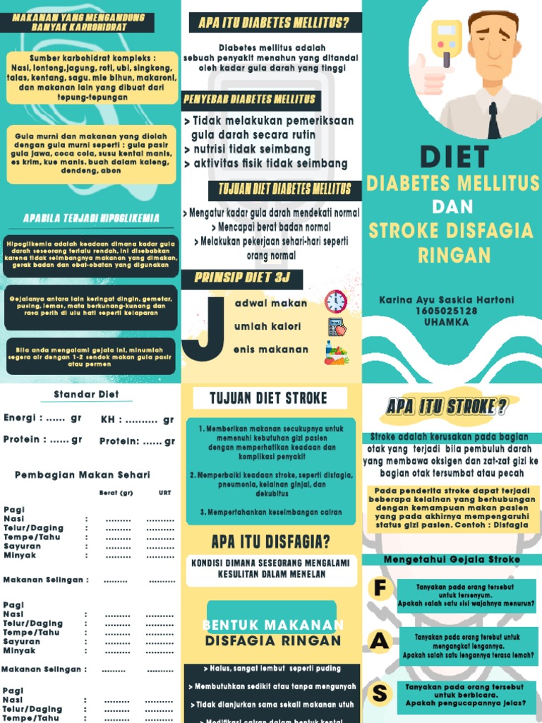 Leaflet DM Dan Stroke Disfagia Ringan Full - Karina Ayu Saskia Hartoni - 1605025128 | PDF