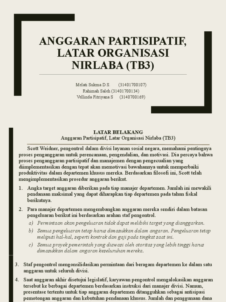 Keuntungan dan Keterbatasan Anggaran Partisipatif | PDF | Pengelolaan ...