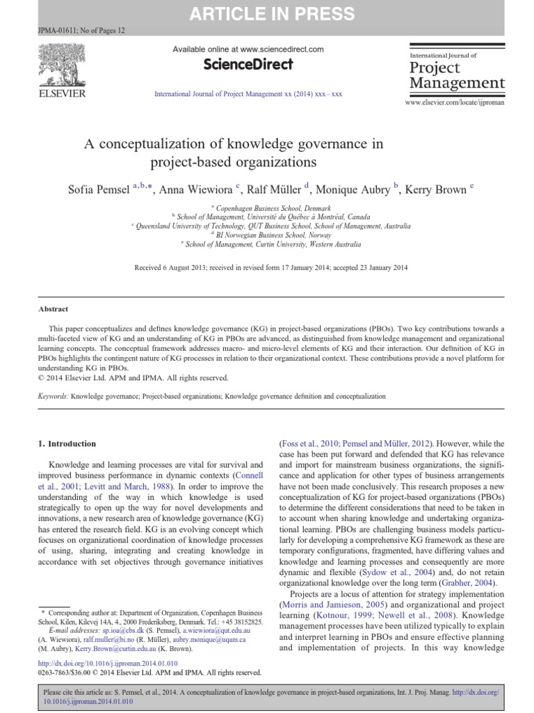 Pemsel-2014-A Conceptualization of Knowledge G | PDF | Governance ...