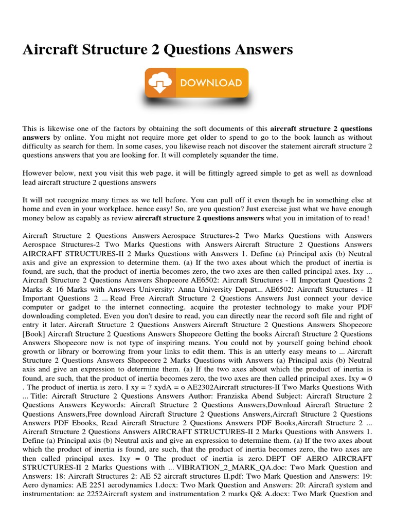 Aircraft Structure 2 Questions Answers | PDF | Aircraft | Engineering