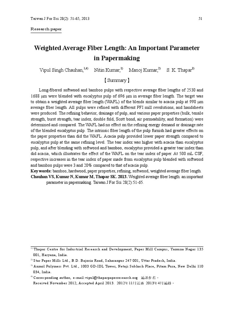 Papermaking Fiber Length Insights | PDF | Pulp (Paper) | Papermaking