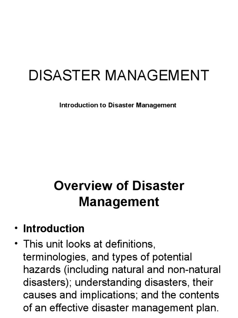 Introduction to Disaster Management Terminology | PDF | Emergency ...