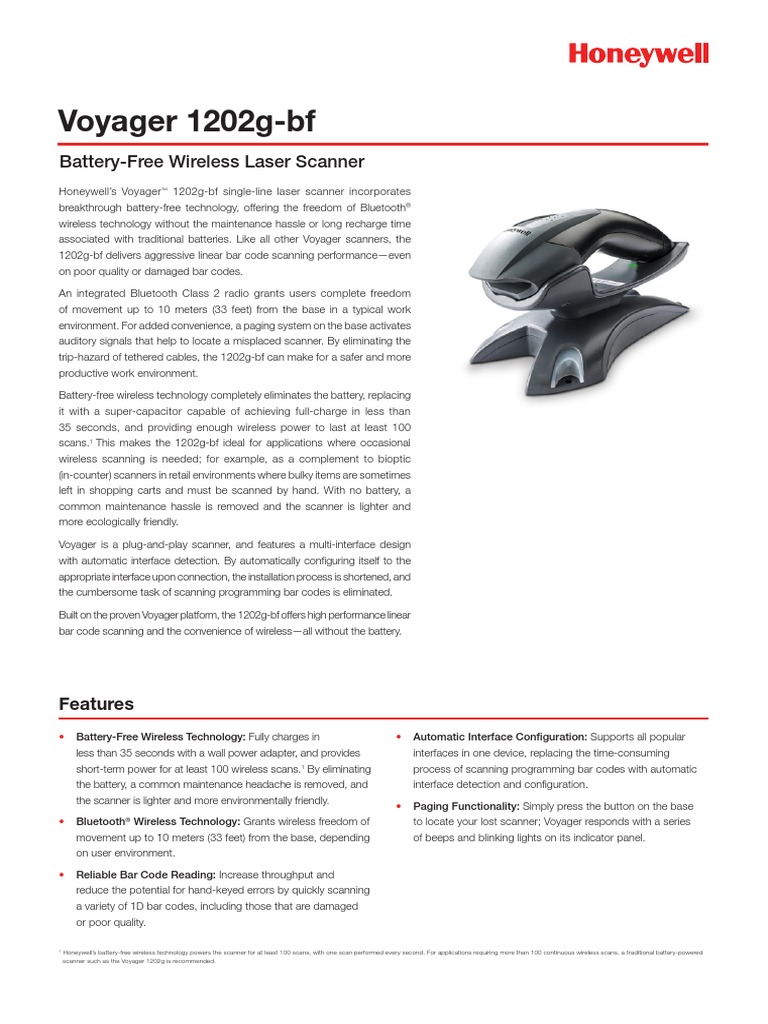 Voyager 1202g-bf: Battery-Free Wireless Laser Scanner | PDF | Image ...