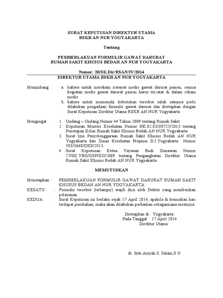 Surat Keputusan Direktur Utama | PDF