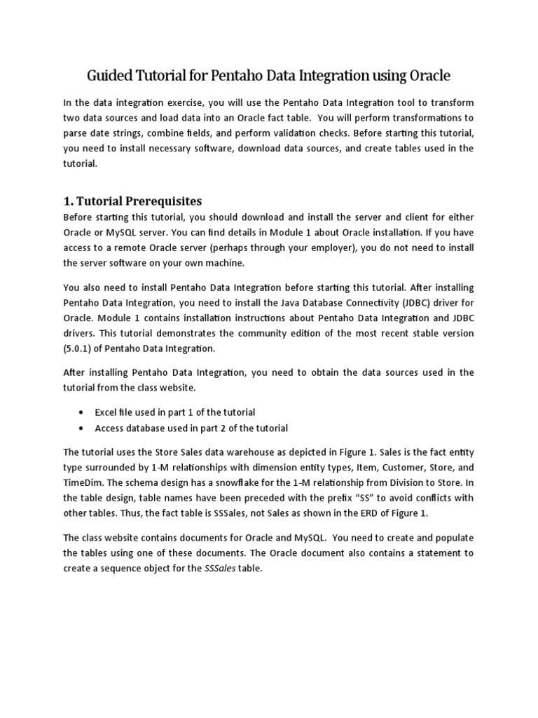 Guided Tutorial For Pentaho Data Integration Using Oracle | PDF | Databases | Microsoft Excel