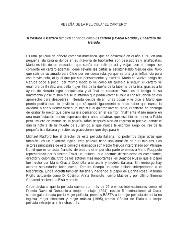 Reseña de La Pelicula | PDF | Cine | Entretenimiento (general)