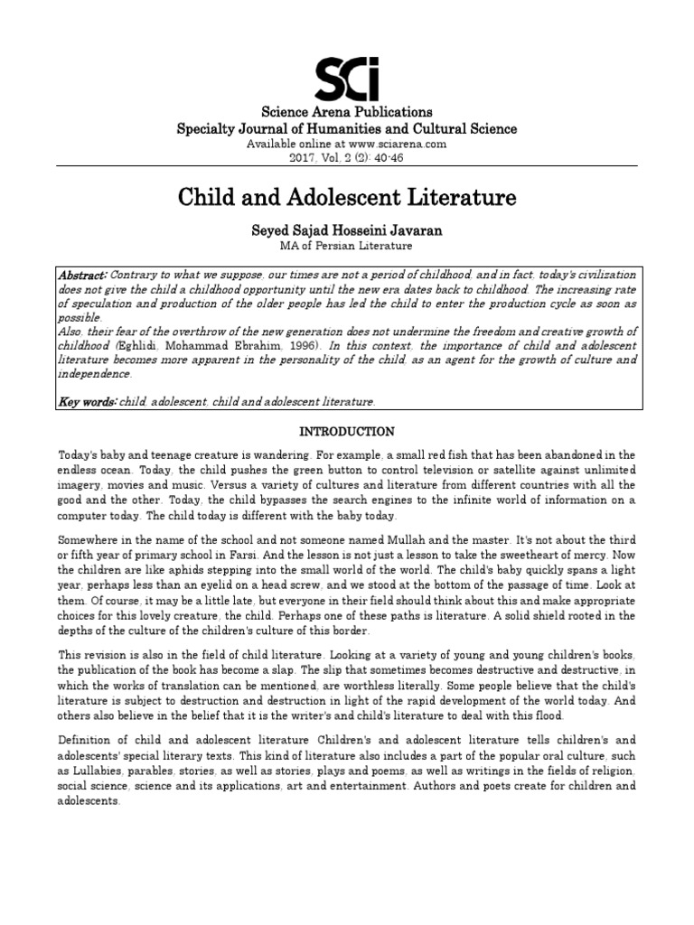 Child and Adolescent Literature Insights | PDF | Adolescence | Children ...