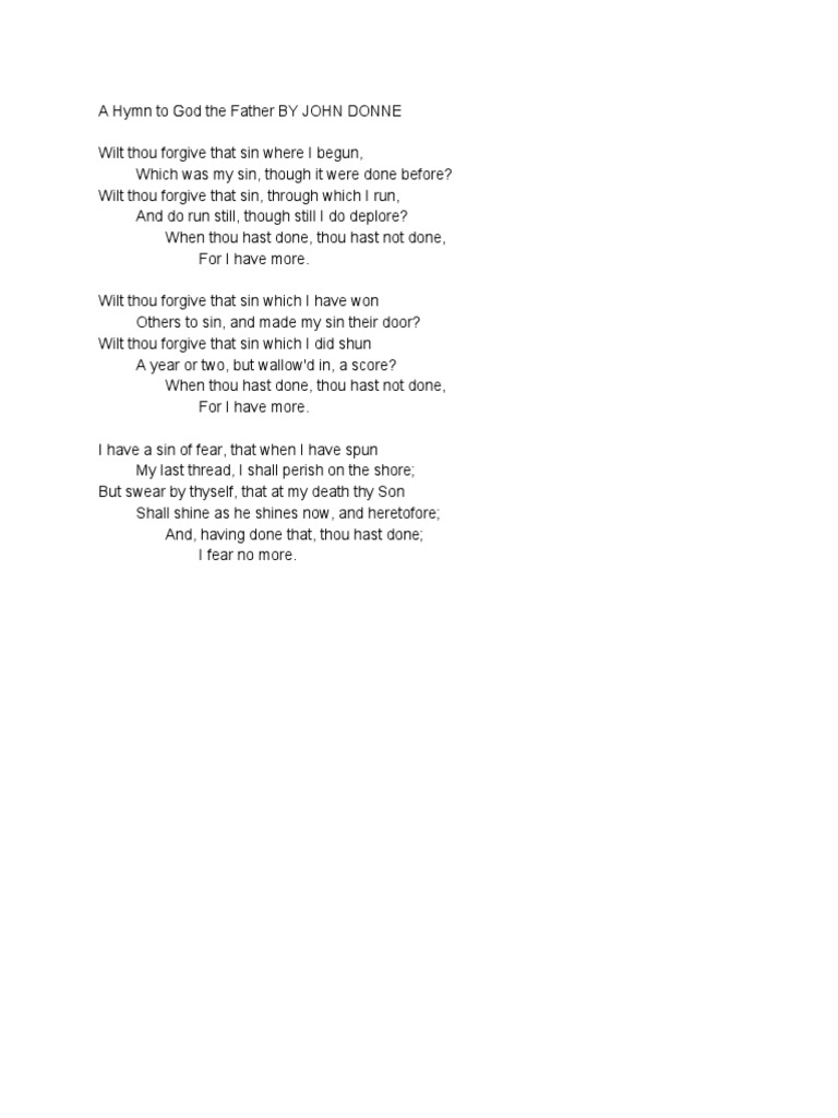 A Hymn To God The Father BY JOHN DONNE PDF | PDF