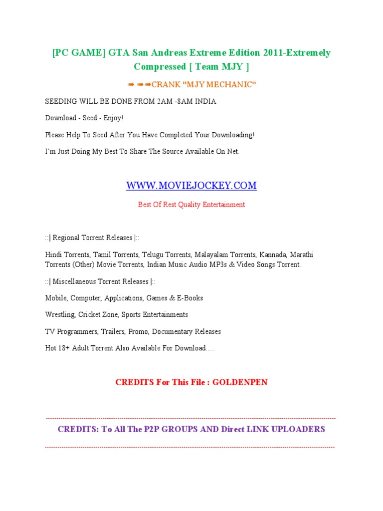 (PC GAME) GTA San Andreas Extreme Edition 2011-Extremely Compressed ...