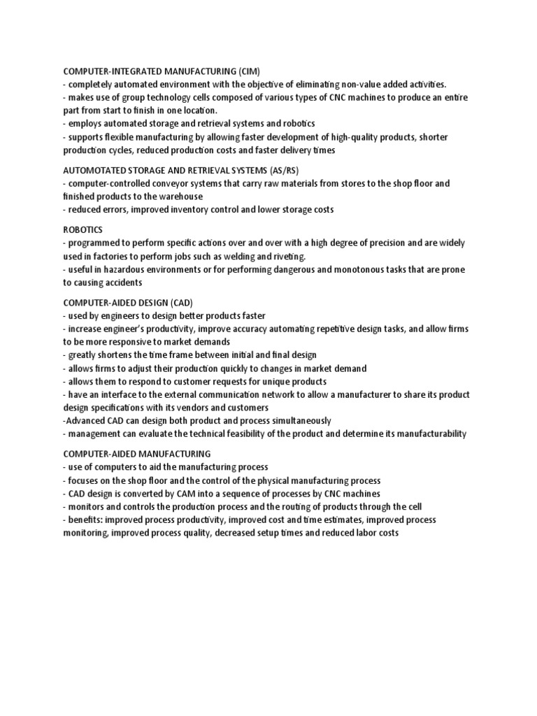 AIS Computer Integrated Manufacturing | PDF