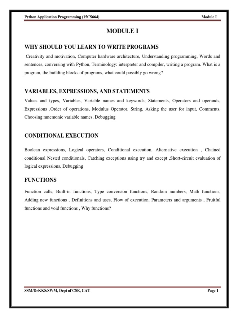 Python Module 1 Notes | PDF | Computer Data Storage | Computer Program