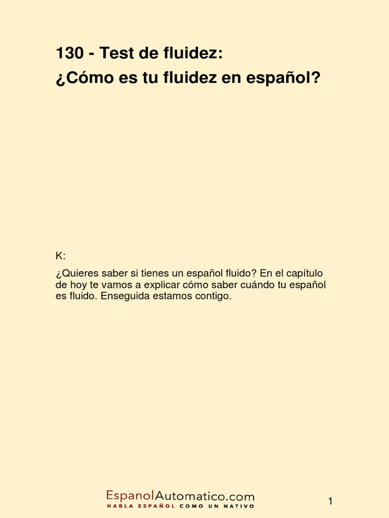 130 - Test de Fluidez Cómo Es Tu Fluidez en Español | PDF | Chistes ...