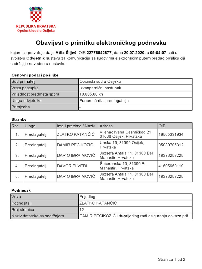 Potvrda Primitka Posiljke | PDF