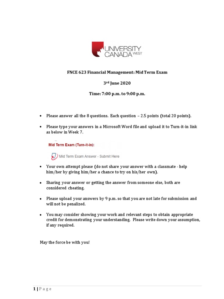 FNCE 623 Midterm Exam Questions | PDF | Annual Percentage Rate | Bonds ...