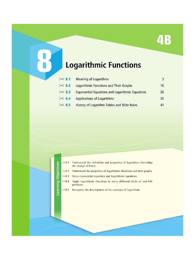 Book 4b Chapter 8 - Logarithmic Functions Compressed | PDF