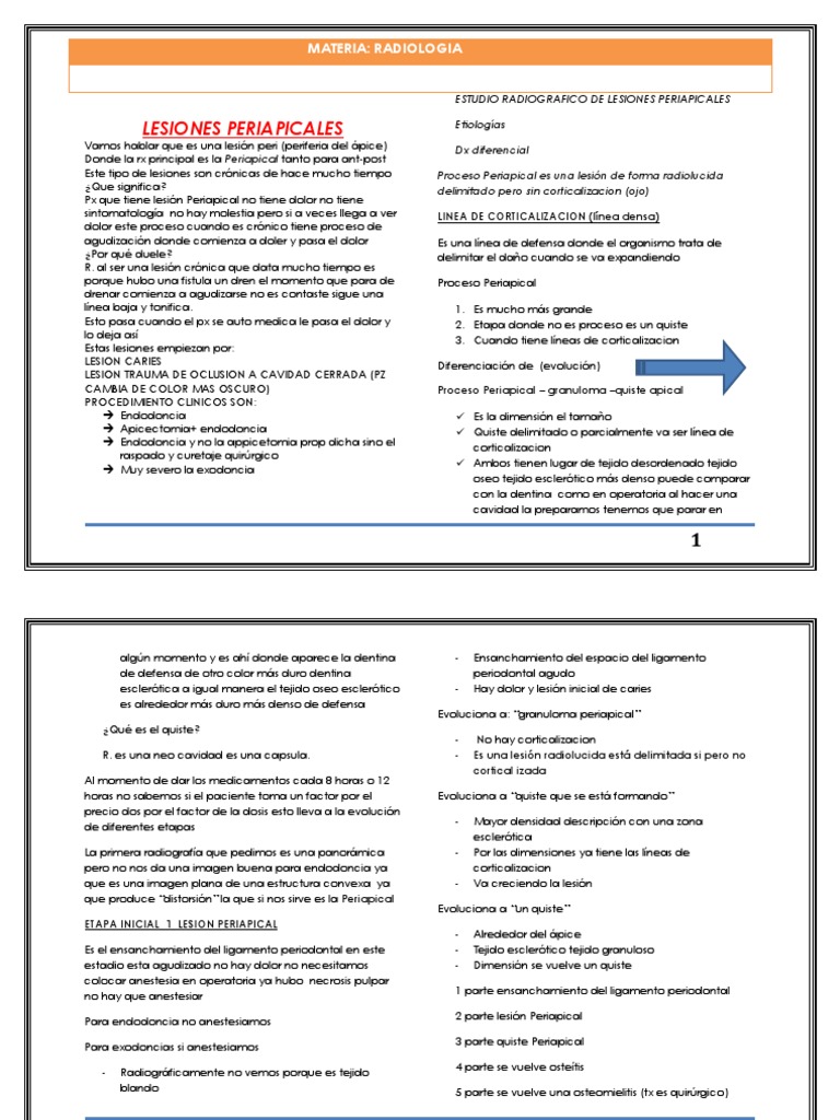 Lesion Periapical PDF | PDF | Hueso | Ciencias de la Salud