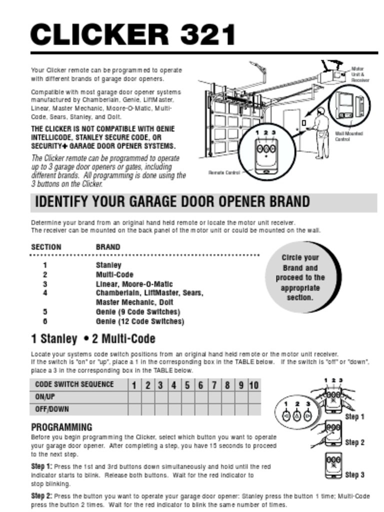 Clicker 321 Garage Door Remote | PDF | Garage (Residential) | Electronics
