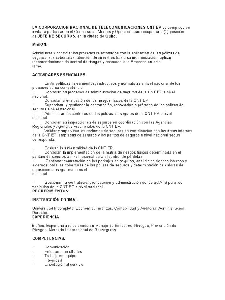 La Corporación Nacional de Telecomunicaciones CNT Ep | PDF | Seguro ...