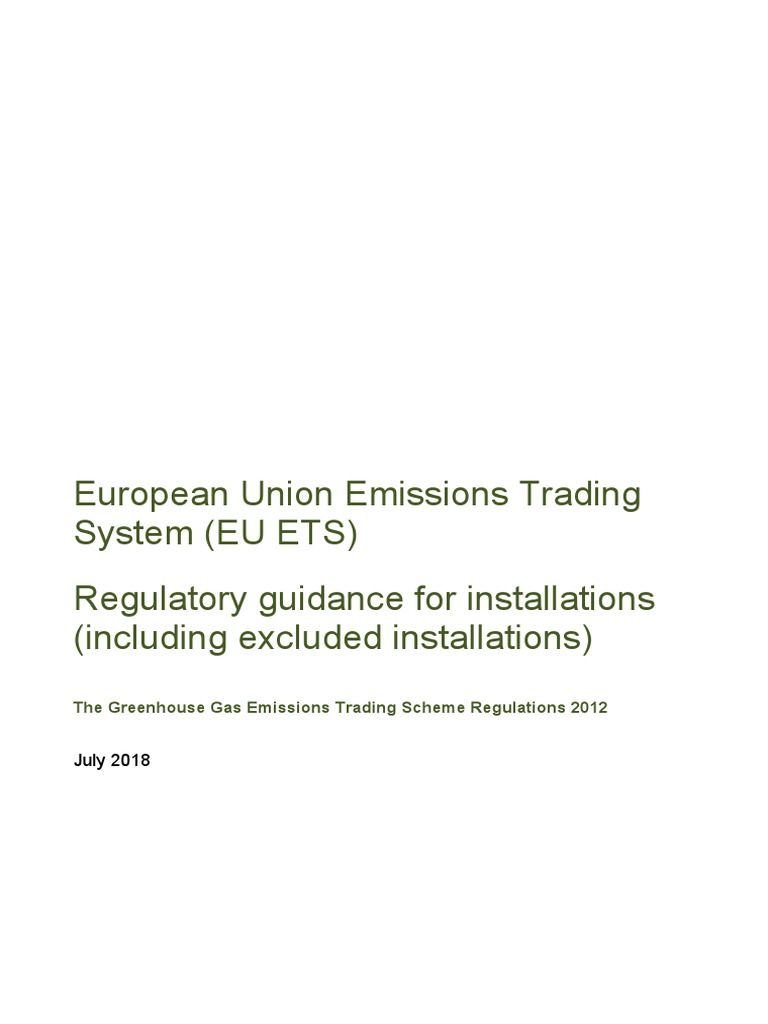 European Union Emissions Trading System (EU ETS) Regulatory Guidance ...