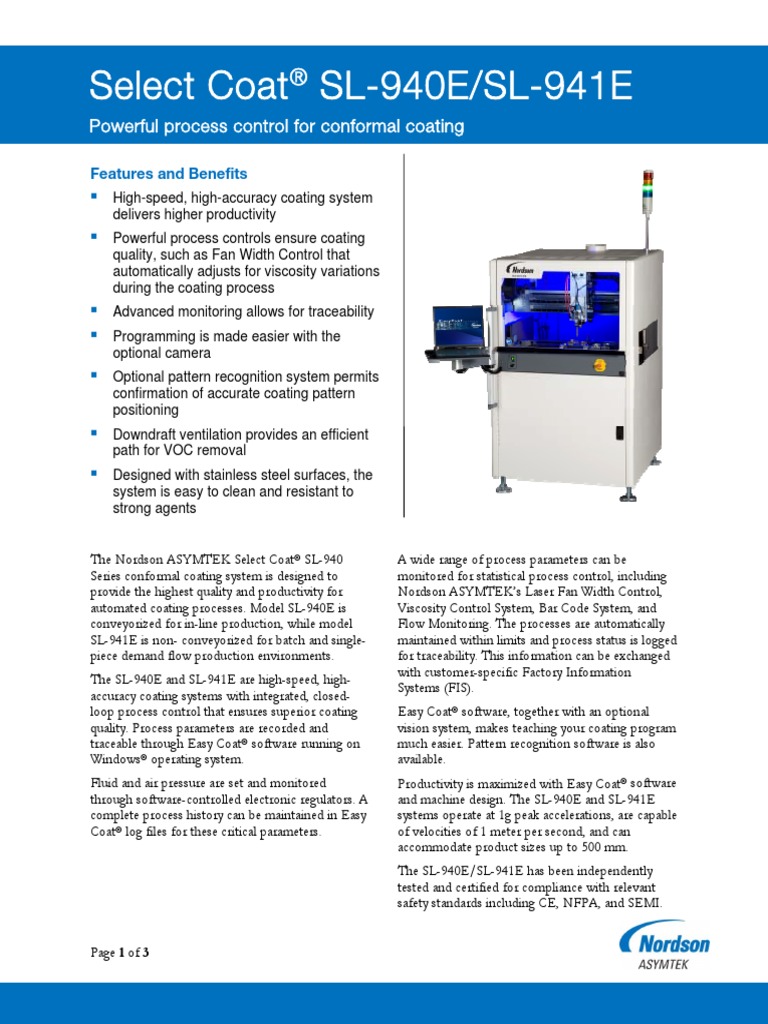 Select Coat SL-940E/SL-941E: Powerful Process Control For Conformal ...