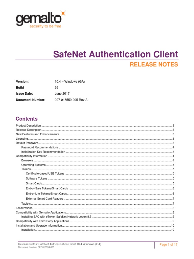 007-013559-005 - SafeNet Authentication Client - 10.4 - Windows - GA ...