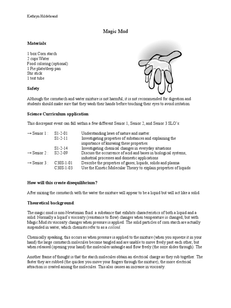 S1-2-11 - Magic Mud - Discrepant Event | PDF | Liquids | Corn Starch