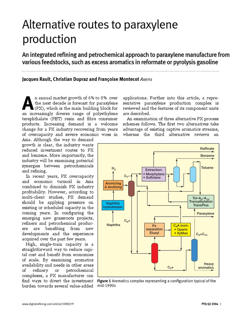 Alternative Routes To Paraxylene Production | PDF | Gasoline | Oil Refinery