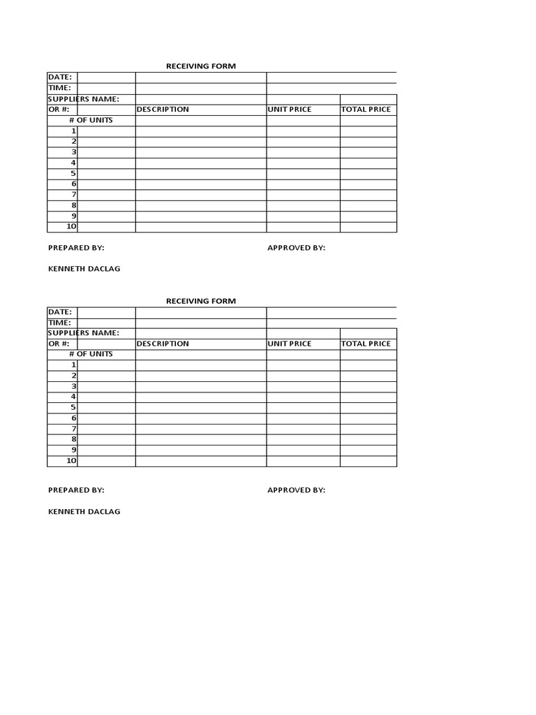 Receiving Form | PDF
