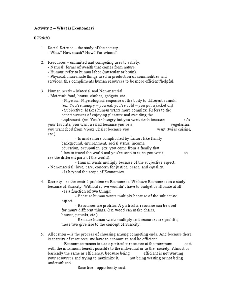 What Is Economics Lecture Notes | PDF | Resource | Economics