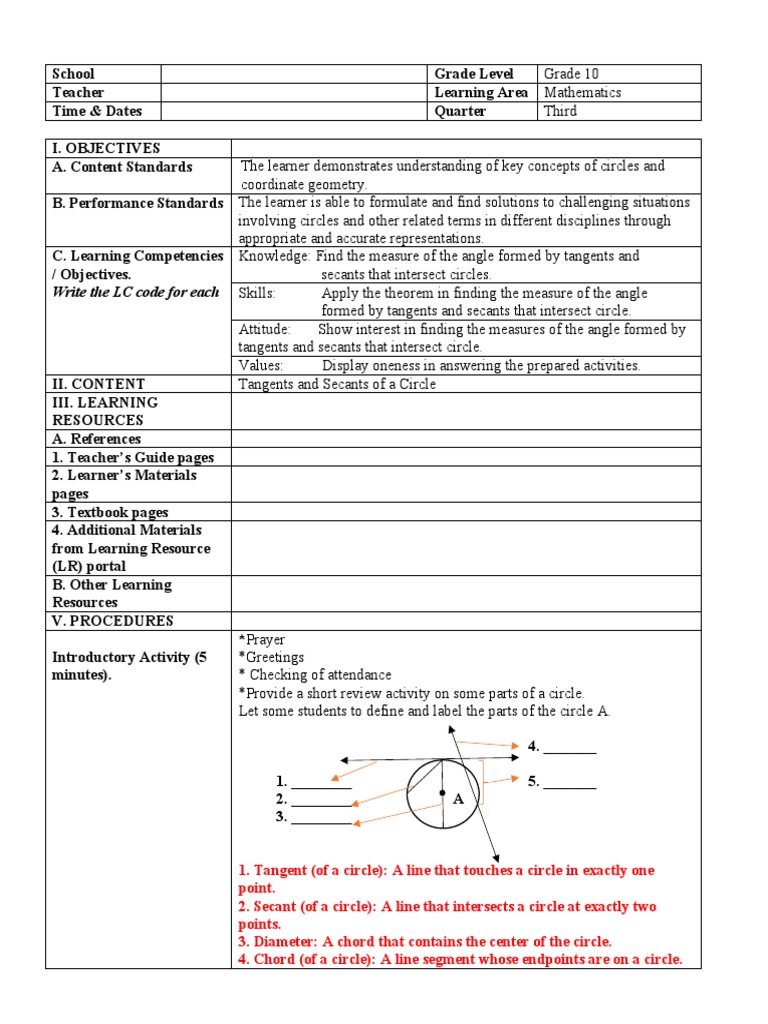 Lesson Plan For Ranking | PDF | Circle | Angle