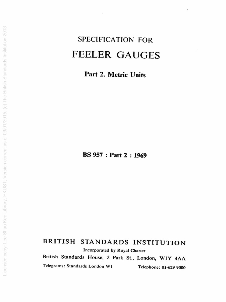 BS 957-2-1969, Specification For Feeler Gauges PDF | PDF