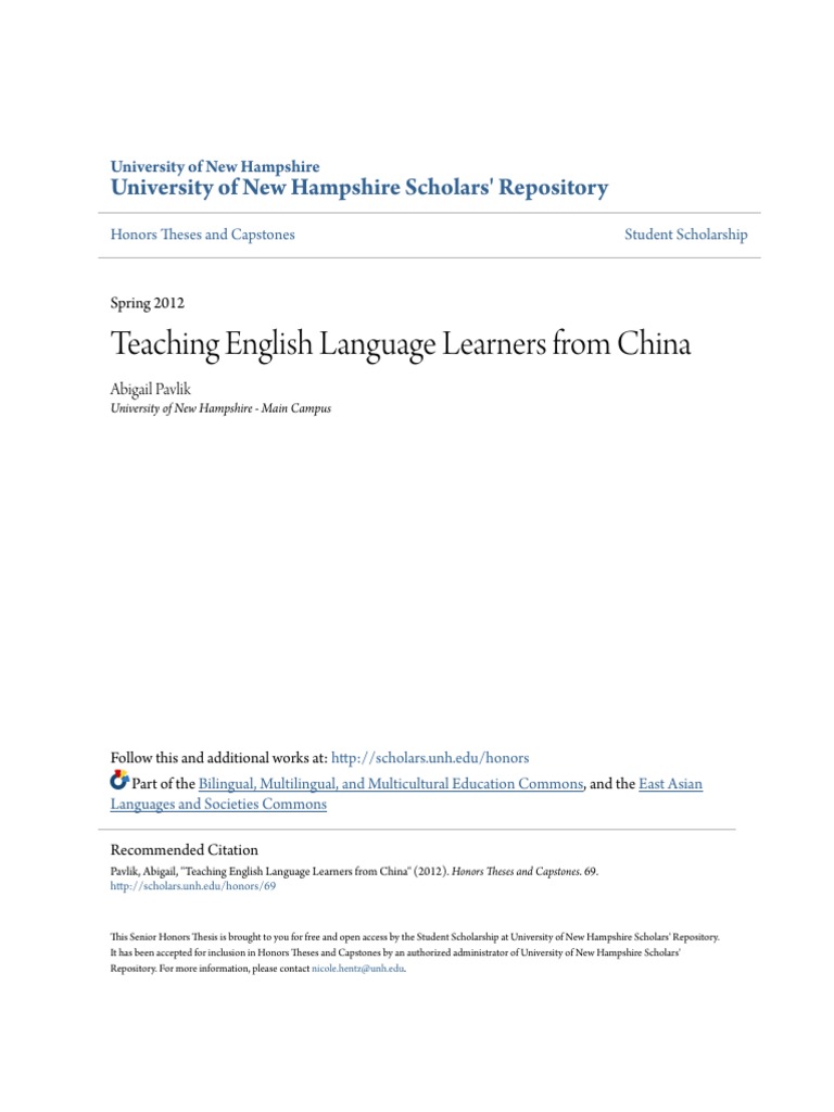 Teaching English Language Learners From China PDF | PDF | Grammatical ...