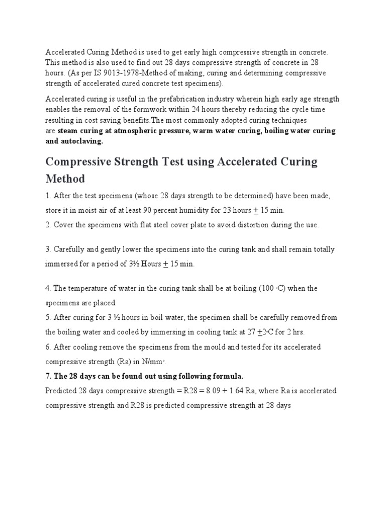 Accelerated Curing Method Is Used To Get Early High Compressive ...