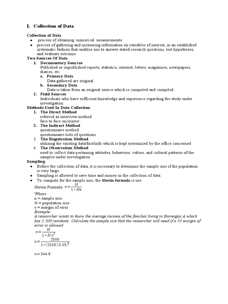 Collection of Data | PDF | Sampling (Statistics) | Sample Size Determination