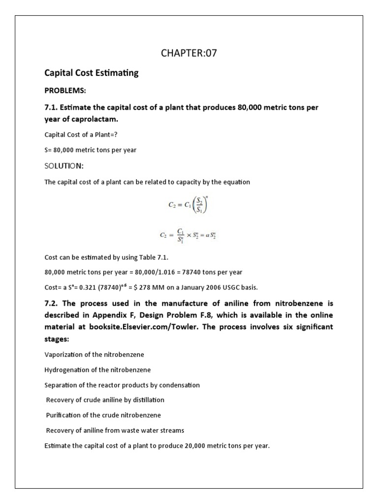 Capital Cost Estimation for Chemical Plants | PDF | Index (Economics) | Chemical Engineering