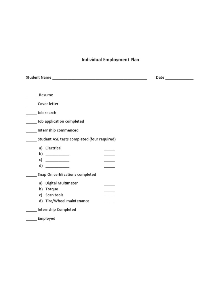 Individual Employment Plan | PDF