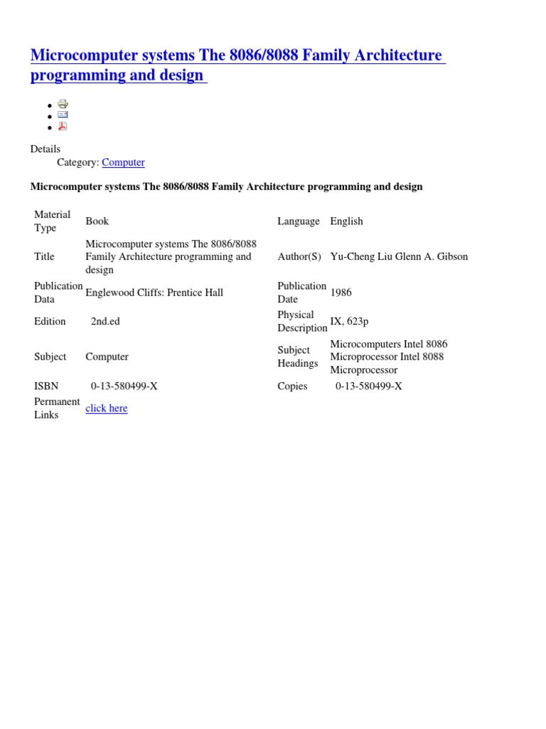 Microcomputer Systems The 8086/8088 Family Architecture Programming and Design | PDF
